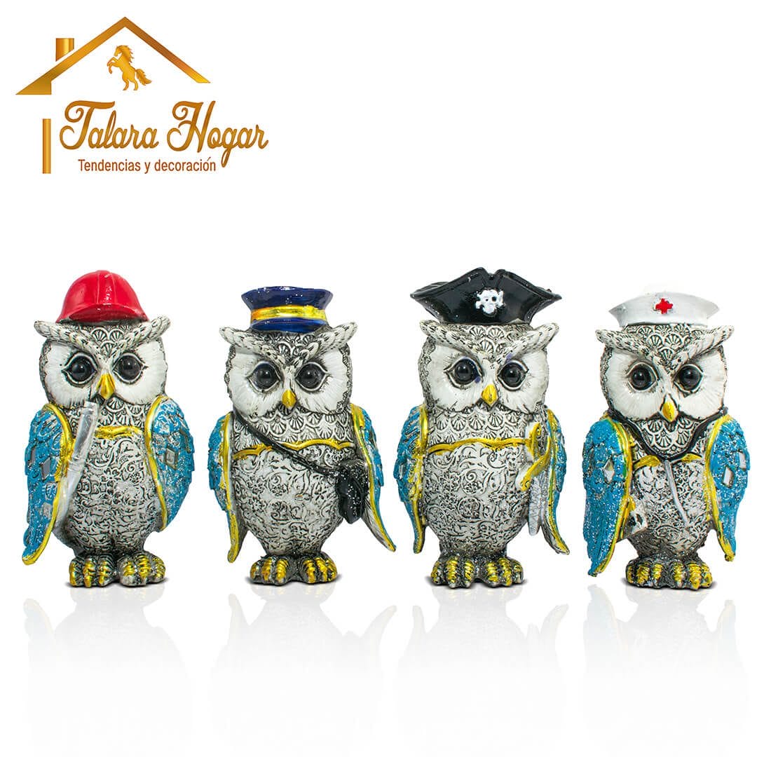 Juego de Búhos Celestes de 4 piezas - Talara Hogar
